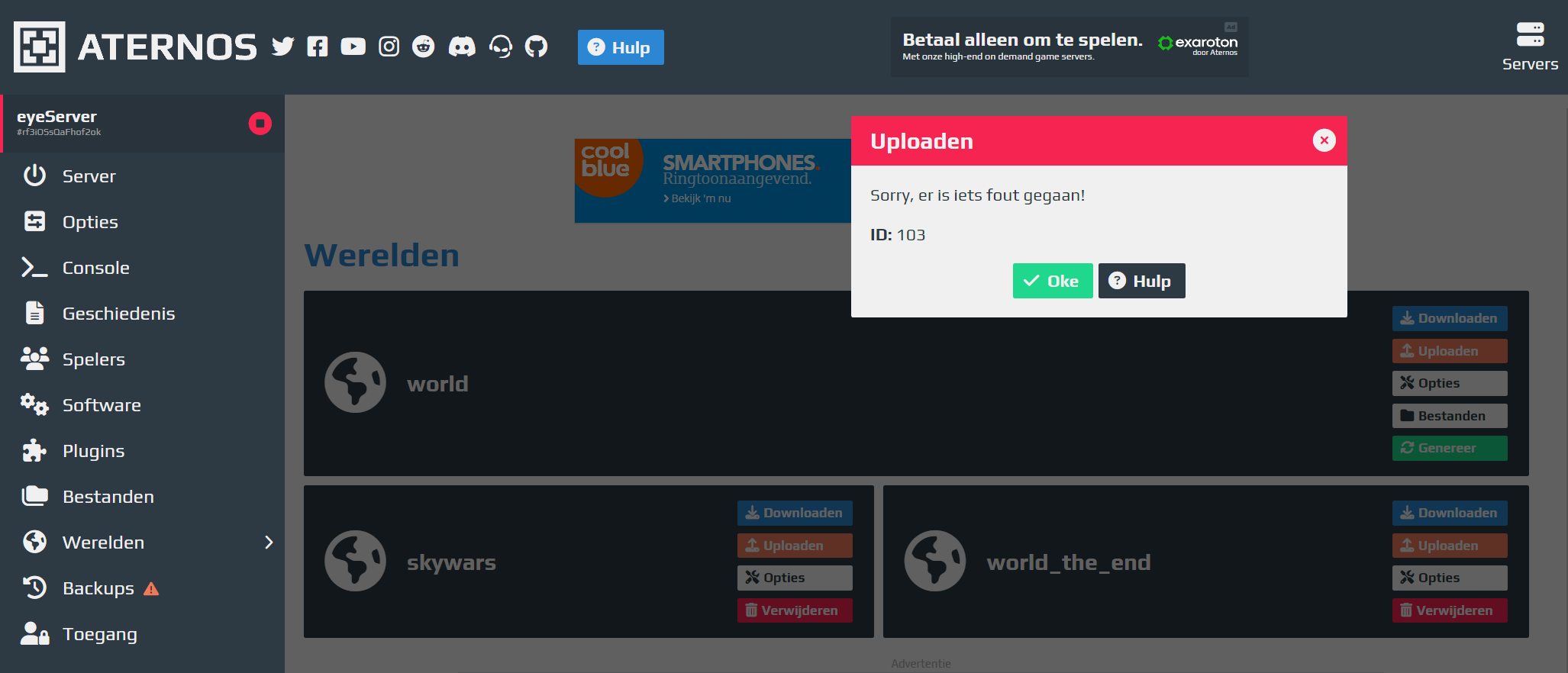 I Keep Getting Error 103 Server Aternos Community